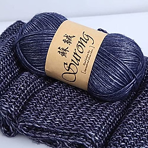 Crochet Yarn, 1 Roll 100g Crochet Yarn Strong Warmth Multiple Colour Hand Knitting Thick Wool Thread Cotton Yarn for Gift (Navy Blue)