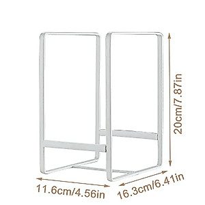 LINFIDITE Plate Holder Organizer 2 Pack Dish Storage Rack Upright Cabinet Dish Drying Rack White Metal Dish Holder Stand for Kitchen Counter Cupboard and 7.87in. x 6.29in. x 4.52in.White