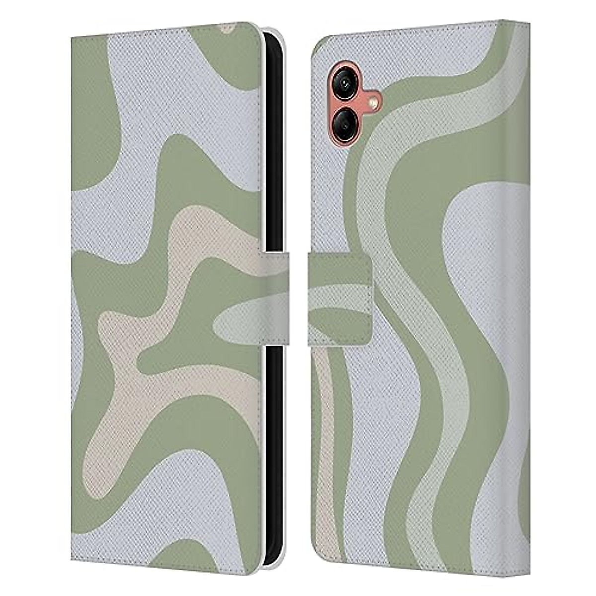 Head Case Designs Officially Licensed Kierkegaard Design Studio Retro Swirl Abstract Sage Art Leather Book Wallet Case Cover Compatible with Samsung Galaxy A04 (2022)