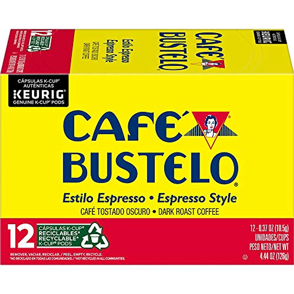 Café Bustelo Espresso Style Dark Roast Coffee, 12 Keurig K-Cup Pods