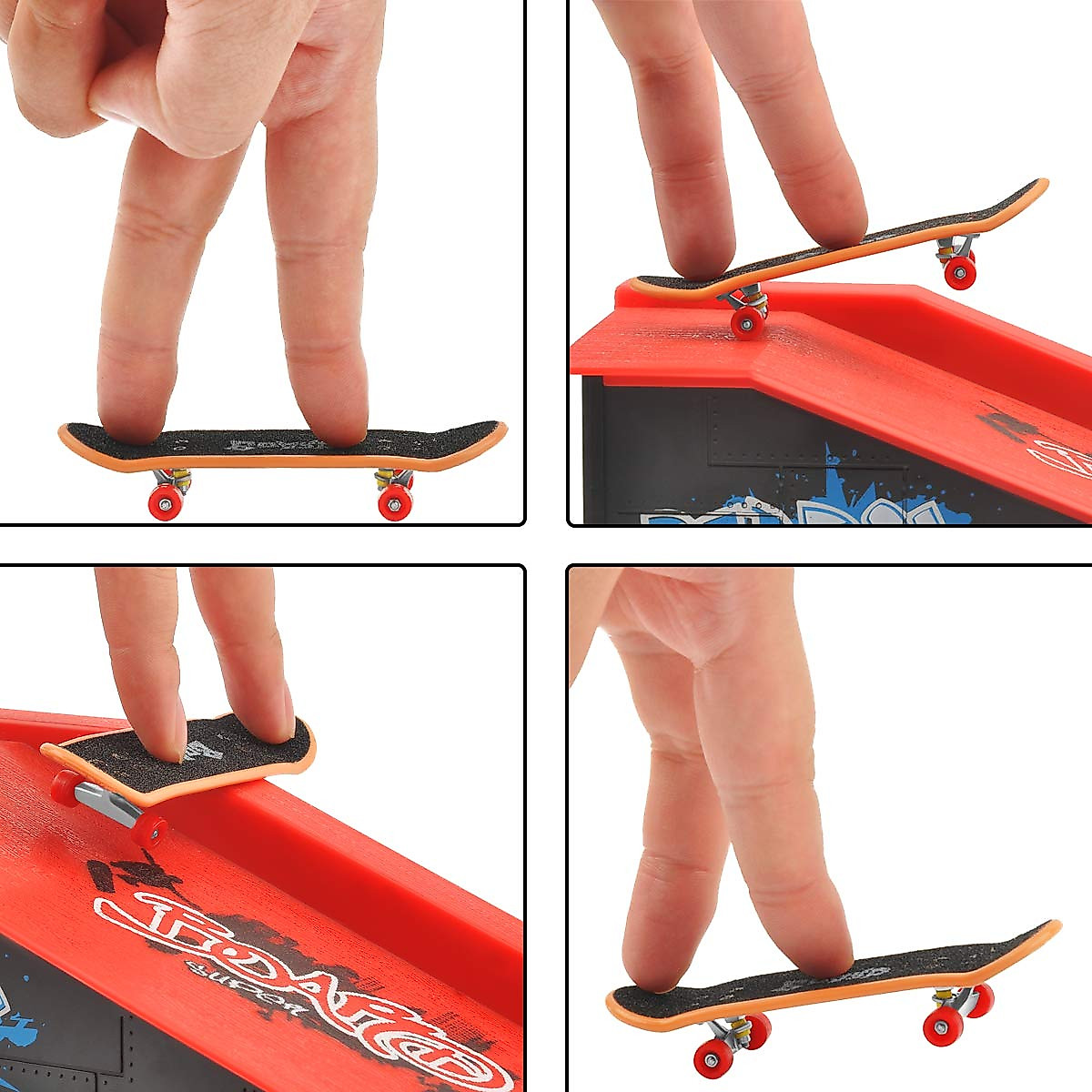 CS COSDDI Skateboard Ramp Set – Finger Skateboard Set with Fingerboards, Fingerboard Skate Park Ramp, DIY Assembly Mini Finger Skateboard Ultimate Park Set Ramps for Kids Birthday Gift(C)