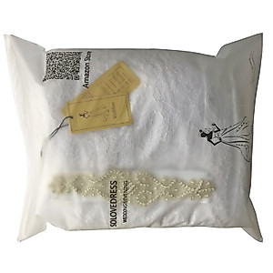 SOLOVEDRESS Women's Lace Wedding Dress Mermaid Evening Dress Bridal Gown with Sash (US 8,White)