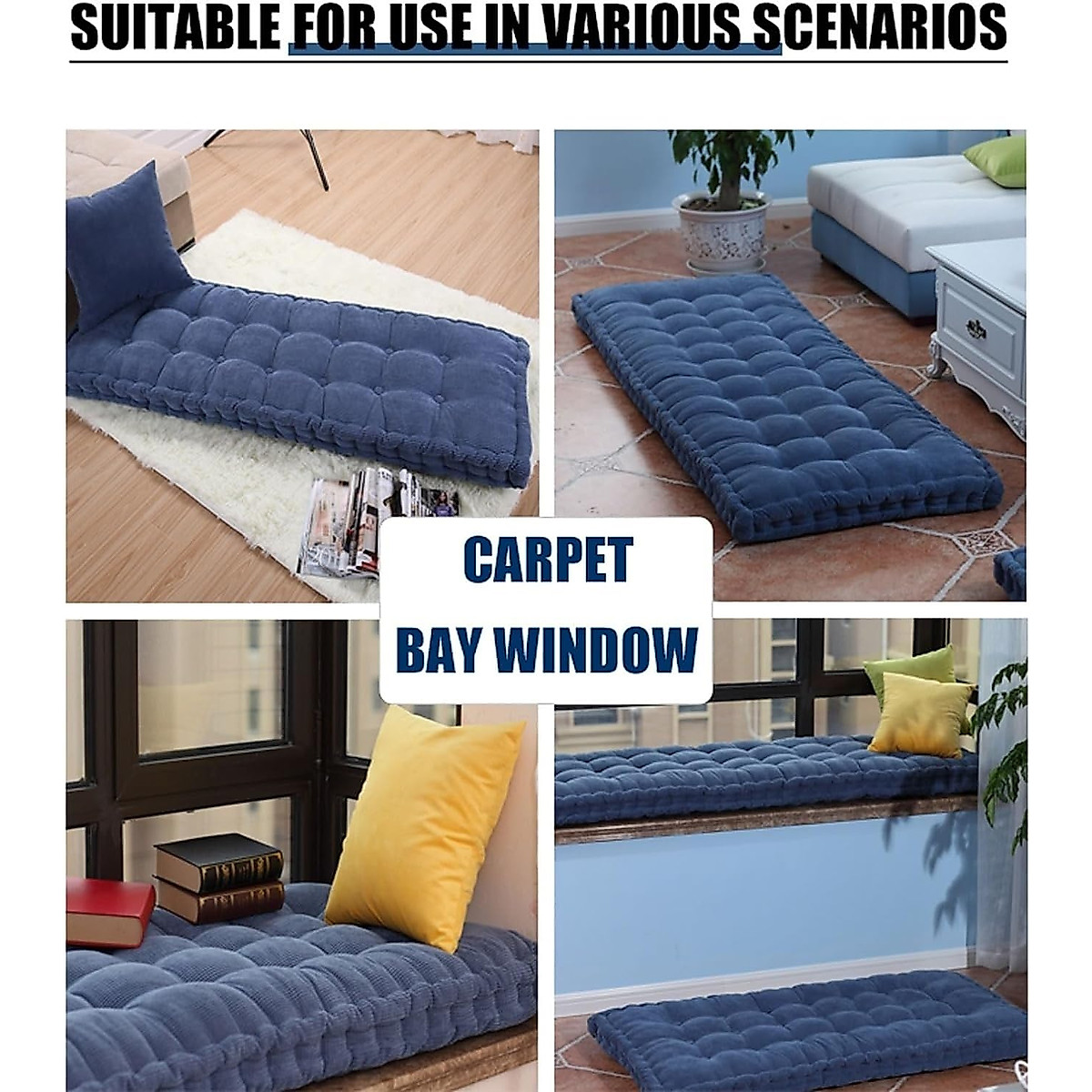 ZEaink Bench Cushion Indoor/Outdoor Furniture Bench Cushion Bench Cushion Garden 36/40/42/48/60/72 inch Thicken Seat Cushions Bench Seat Pads Loveseat Chair Cushion(Color7,150x50cm/60x20in)