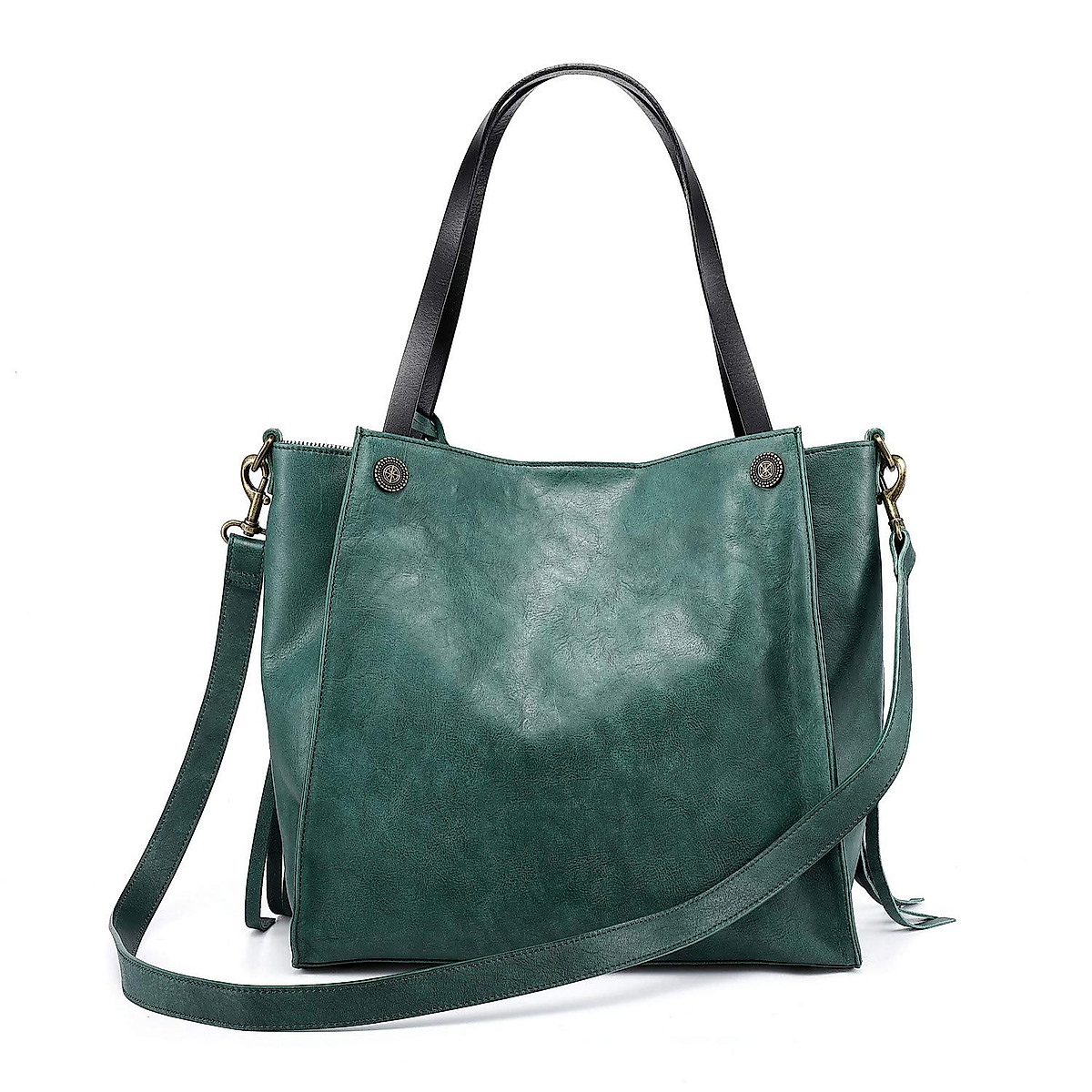 OLD TREND Leather Daisy Leather Tote Hand-painted Vintage Genuine Leather Handbag (Vintage Green)