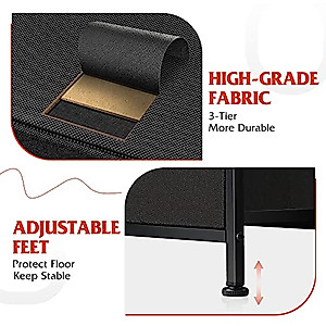 WLIVE 9-Drawer Dresser, Fabric Storage Tower for Bedroom, Hallway, Nursery, Closets, Tall Chest Organizer Unit with Textured Print Fabric Bins, Steel Frame, Wood Top, Easy Pull Handle, Charcoal Black