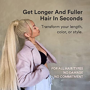 INH Hair Miya Ponytail Extension 26 inch Long Clip in Wrap Around Straight Pony Tail Hairpiece for Women | Synthetic Clip On Faux Piece | Champagne Blonde