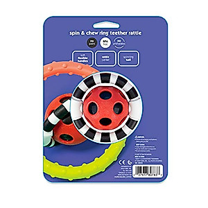 Sassy Spin and Chew Flex Ring Rattle with Dual Action Spinners, for Ages 0+ Months