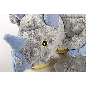 goDog Dinos Frills Squeaky Plush Dog Toy, Chew Guard Technology - Gray, Large
