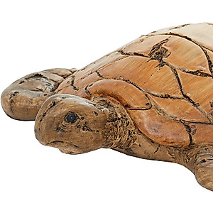 Driftwood Sea Turtle Statue Rustic Wood Look Garden Turtle Coastal Home Decor