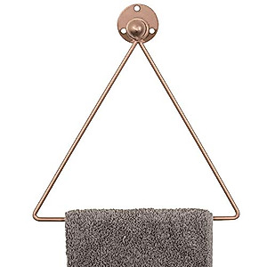 MyGift Modern Metal Triangle Towel Ring | Wall-Mounted Copper-Tone Bathroom & Kitchen Hand Towel Holder