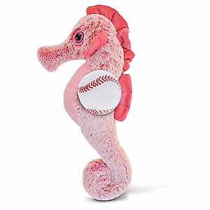 DolliBu Seahorse Stuffed Animal with Baseball Plush - Soft Huggable Seahorse, Adorable Playtime Plush Toy, Super Soft Plush Doll Animal Toy for Kids and Adults - 15 Inch