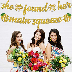 She Found Her Main Squeeze Bridal Shower Decorations for Lemon Citrus Lemonade Theme Bride to Be Bachelorette Wedding Engagement Final Fiesta Hen Party Supplies Gold Glitter Decor