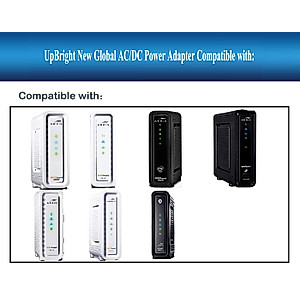 UpBright 12V AC/DC Adapter Compatible with ARRIS SURFboard SB8200 SB00DAD38200 DOCSIS 3.1 SB6190 SB00DXD6190 SBG10 SBG6580 SB6183 592431-003 SBV2402 SB6141 SB6121 SB6120 D3.0 Modem Router Power Supply