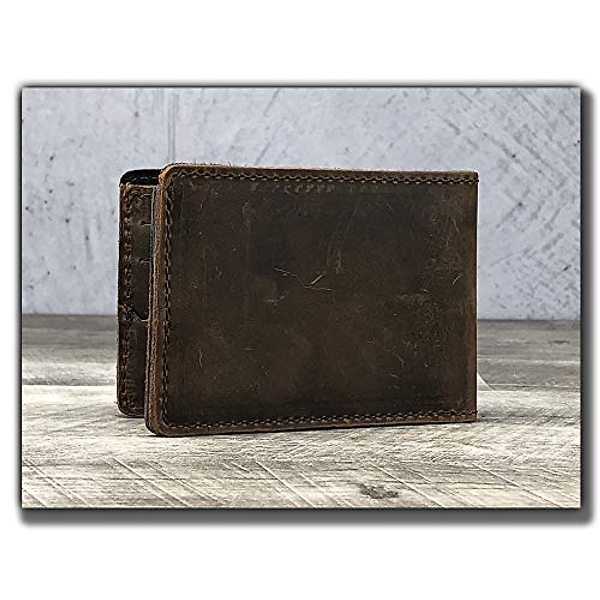 Anthology Gear Minimalist Bi-fold Leather Wallet - with Guitar Pick Holder Full Grain Leather (Whiskey Brown)