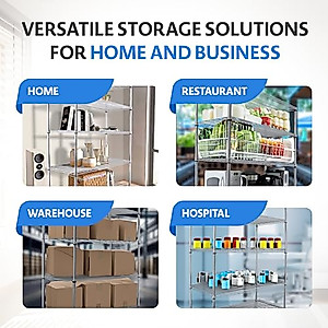 48 x 24 x 76, 4000 LBS, Commercial Metal Shelves for Storage with Wheels for Garage Shelving, 5 Tier Wire Shelving Rack for Kitchen Storage, Heavy Duty Shelving for Home Storage, Chrome, Crescent