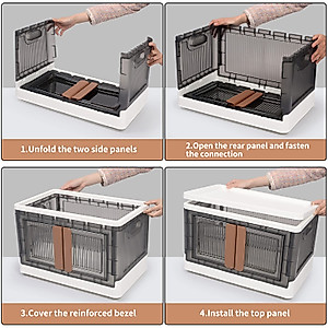 Storage Bins with Lids, Collapsible Plastic Storage Containers for Closet Organizers and Storage, Stackable Storage Bins with Wheels, Folding Storage Boxes Set, Christmas Organization (8.4Gal-3Pack)