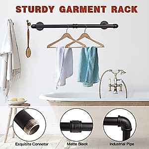 Varsoul Wall Mounted Clothes Rack - 48" Clothing Garment Rack, Space-Saving Heavy Duty Detachable Iron Clothes Hanger Pole, Multi-Purpose Hanging Rod for Closet Storage