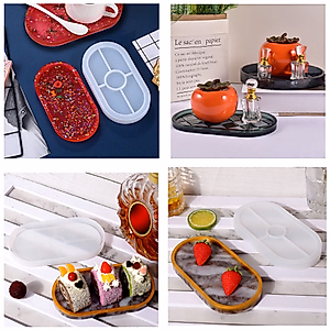 2 Pcs Small Oval Tray Storage Resin Mold Molds Epoxy Resin Ellipse Shaped Tray Coaster for Fruit Candy Jewelry Cup Holder Container, DIY Making Decor Art Crafts