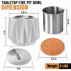 Decofuge Concrete Tabletop Fire Pit Bowl - Outdoor & Indoor Smores Maker, Patio Table Firepit, Portable Mini Firepit, Table Top Firepit & Smores Fire Pit, Perfect Patio Decor