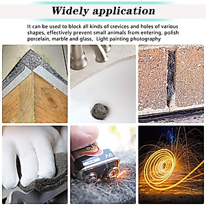 60FT Steel Wool Fill Fabric Roll, Coarse Wire Wool Hardware Cloth DIY Kit, Gap Blocker to Keep Annoying Animals Away from Holes/Wall Cracks/Siding/Pipeline/Vents in Workshop/House/Garage