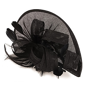 Cizoe Fascinators for Women Tea Party Hats Kentucky Derby Feather Fascinator Headbands Wedding with Hair Clip(A-Black)