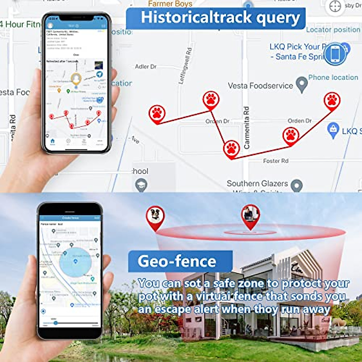 LeonardCreek Pet GPS Tracker for Dogs, Tracking Dog Collar Device, GPS Activity Monitor for Cats, Unlimited Range & Waterproof Tracker for Dogs, GPS Locator for Pets, Pet Activity Tracker (White)