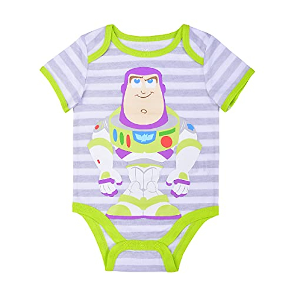 Disney Baby-Boys 1 Buzz Lightyear Toy Story Creeper and 2 Buzz Bibs To Attach To The Creeper, White/Gray, 3-6 Months (3-Piece)