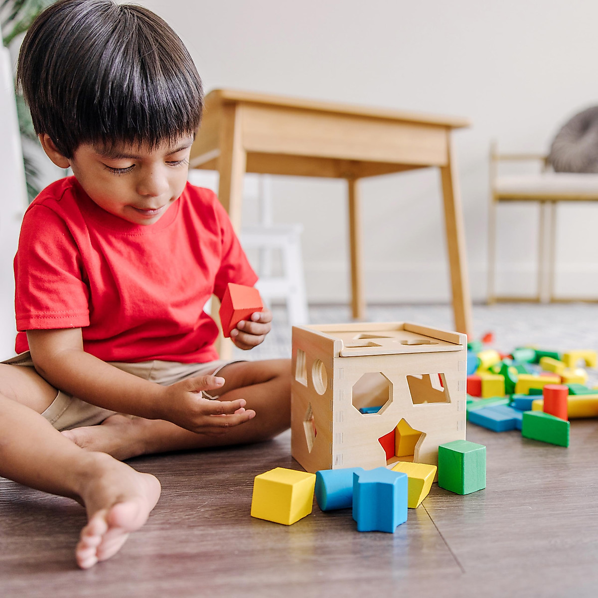 Melissa & Doug Stack, Sort & Pound Wooden Toy Collection (Building Blocks, Shape Sorter, Pounding Bench)