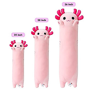 PEACH CAT Pink Long Axolotl Plush Pillow Toy Cute Axolotl Stuffed Animal for Girls and Boys 28"