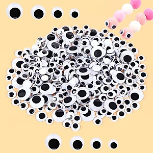 Googly Eyes Self Adhesive, 500pcs Wiggle Googly Eyes for Crafts Small Black Googly Eyes for Decorations 6mm 8mm 10 mm 12mm Mixed Packaging
