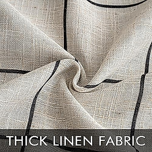 MIULEE Plaid Blackout Curtain - Thick Linen Curtain with White Liner, Farmhouse Checkered Gingham Pattern Window Drape Back Tab & Rod Pocket for Living Room Bedroom, Black, W52 x L96 inches, 1 Panel