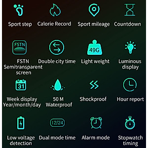 findtime Men's Digital Watch Waterproof Pedometer Watches Sport Watch Step Counter Calorie Military Watch with Stopwatch Alarm LED Backlight Countdown