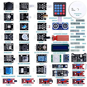 MMOBIEL 37 in 1 Sensor Modules Kit Complete Set for Most Single Board Computers Compatible with Arduino IDE UNO R3 Mega Nano Incl. Tutorial