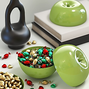 4 Pack Green Apple Plastic Containers With Lids-Apple Shaped Food Storage Containers-Snack Containers-Teacher Gift-Candy Jar-Containers for Parties Wedding Decorations-Ornament Storage Box