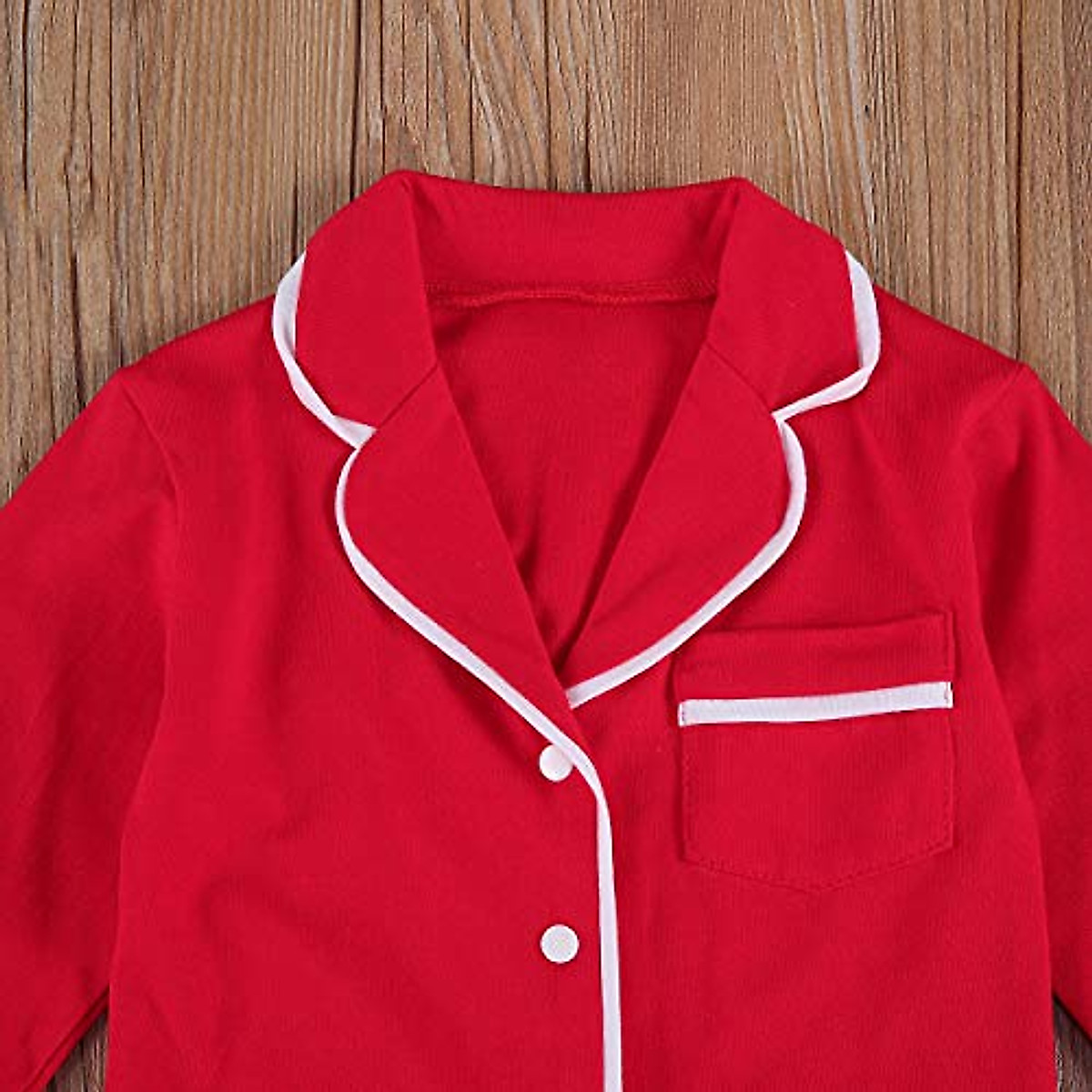 Toddler Baby Button-Down Pajamas Set, Cotton 2-PCS-PJs Set Shirt and Pants Sleepwear for Unisex Kids (Red,18-24 Months)