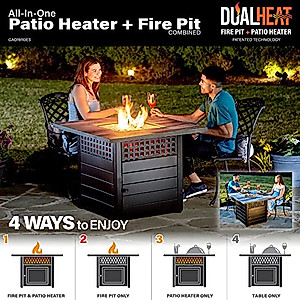 Hayden Gray 38" Square Dual Heat Gas Fire Pit
