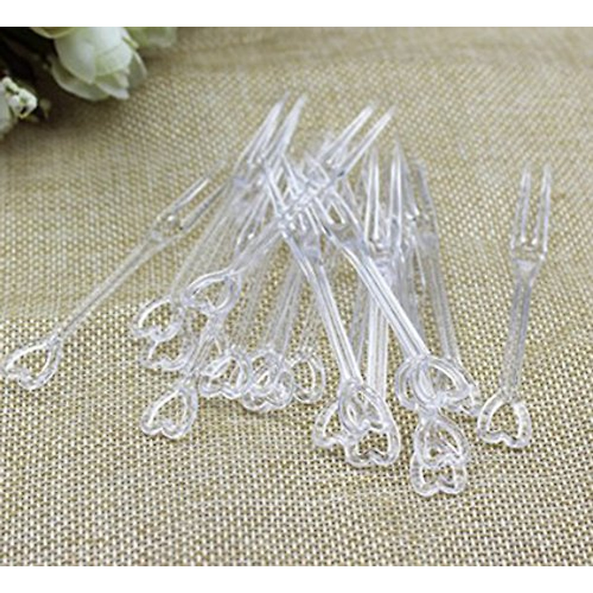 HugeStore 11 200 Pcs Disposable Plastic Cocktail Picks Sticks Fruit Cake Dessert Forks