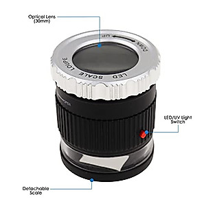10x Loupe Magnifier, Adjustable Focal Length Magnifier with 30mm Lens, LED and UV Light, Foldable Jewelers Loupe Magnifier Glass for Jewelry,Textile,Coins,Optical,Embroidery,Circuit Board,etc.