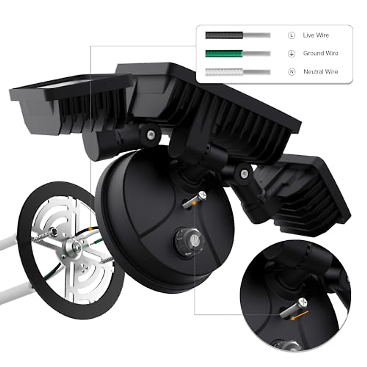 Onforu 60W LED Dusk to Dawn Security Lights, 6000LM Exterior Flood Light, IP65 Waterproof Outdoor 3 Adjustable Heads Photocell Lights Fixture, 6500K White Floodlights for Garage, Patio, Yard