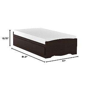 Prepac Mate's Twin XL 3-Drawer Minimalist Platform Storage Bed, Contemporary Twin XL Bed with Drawers 81.5" D x 41" W x 18.75" H, Espresso, EBX-4105-K
