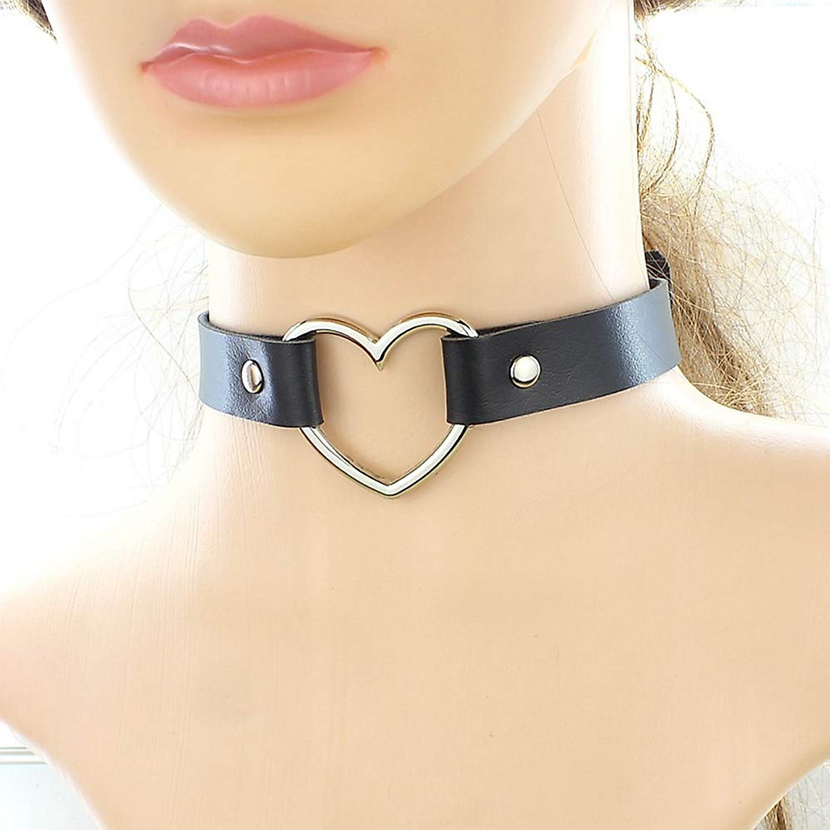 YA-LIDS Choker Collar for Women Girls, Adjustable Rock Punk Choker Collar Necklace (Black+Pink)