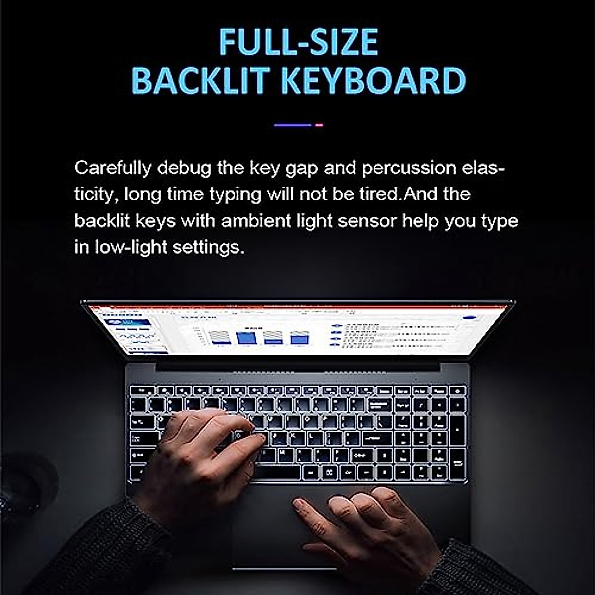 Auusda Laptop Computer with 16GB DDR4 512GB SSD, Intel Celeron N5095 Up to 2.9 GHz, 15.6" FHD IPS LCD, BK, Fingerprint Unlock, Cooling Fan, Webcam, Dual Speakers, Mini HDMI, USB-A x 2, Windows 11 Pro