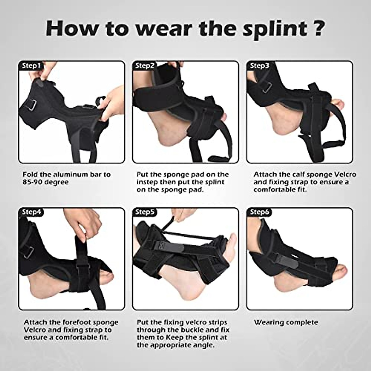 Nicoport A1B Plantar Fasciitis Night Splint Unisex Adjustable Foot Drop Orthotic Brace for Plantar Fasciitis & Achilles Tendonitis Relief Breathable Night Splint w/Massage Ball for Easing Pains A1B