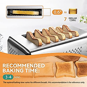 Newhai Commercial Toaster Bread Baking Machine 6 Slices 0.6 Inch Slot for Restaurant 110V
