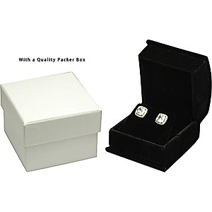 Black Color Luxury Velvet Multiple Use Earring Necklace Pendant Jewelry Gift Box for Wedding, Birthday, Valentine' Day, Mother's Day, Christmas...Comes with an Extra Individual White Packer Box Size 2.15〞(W)*2.15〞(D)*1.65〞(H)( Jewelry not included)