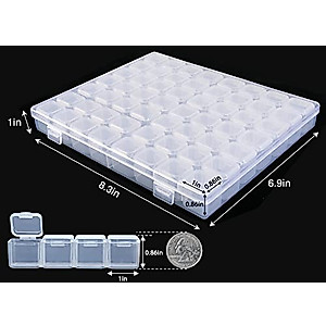 SGHUO 280 Slots 5 Pack 56 Grids Diamond Painting Storage Containers Plastic 5D Diamond Embroidery Storage Box with 400pcs Label Stickers for Sewing, Nail Diamonds, Diamond Painting Accessories