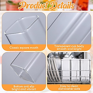 Inbagi 6 Pcs 13.5 oz Square Drinking Glasses Thin Square Glass Cups Clear Kitchen Glassware Elegant Bar Glasses Highball Glasses Tumbler for Water, Wine, Juice, Beer, Cocktail, Coffee and Mixed Drinks