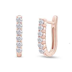 SAVEARTH DIAMONDS 3/4 ct. t.w Round Cut Lab Created Moissanite Diamond Huggie Hoop Earrings In 14k Rose Gold Over Sterling Silver Jewelry For Women (VVS1 Clarity, 0.75 Cttw)