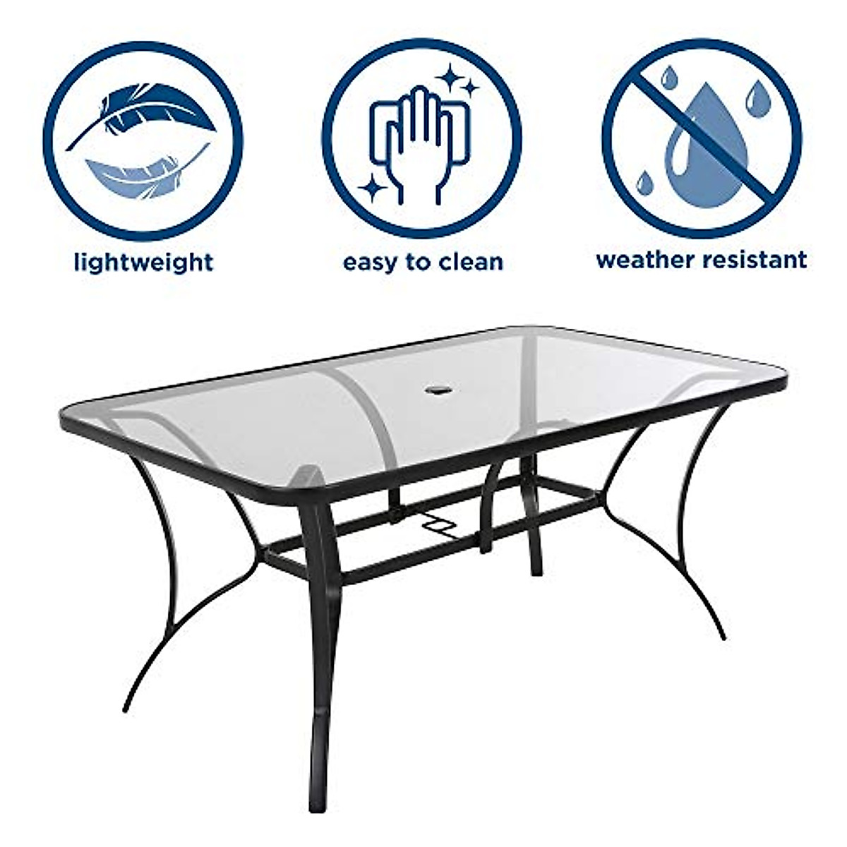 CoscoProducts COSCO 88646GLGE Paloma Patio Tempered Glass Top Dining Table, Gray