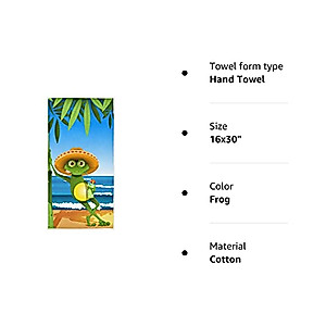 Naanle Summer Beach Sandy Seacoast Vacation Frog Soft Highly Absorbent Guest Large Home Decorative Hand Towels Multipurpose for Bathroom, Hotel, Gym and Spa (16 x 30 Inches)